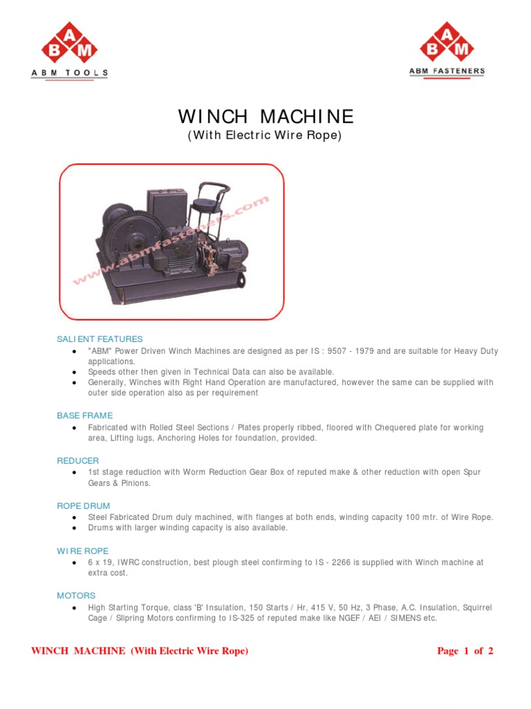 Winch Machine Power Operated PDF | PDF | Wire | Rope