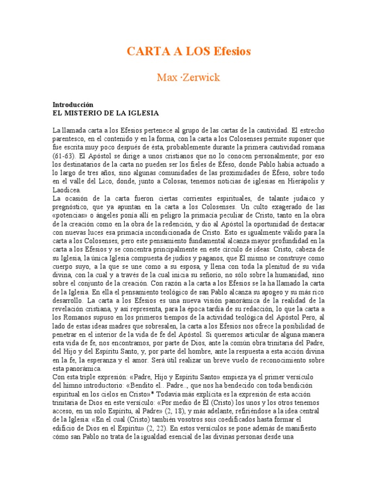 Zerwick Efesios | Descargar gratis PDF | Cristo (título) | espíritu Santo