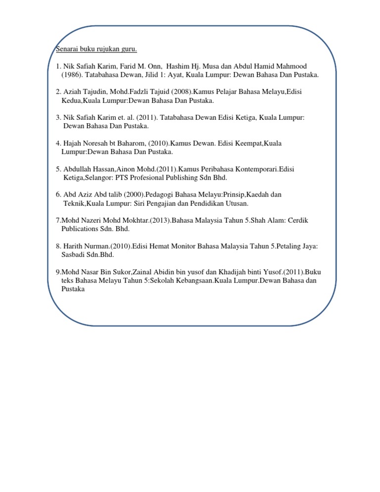 Senarai Buku Rujukan Guru | PDF