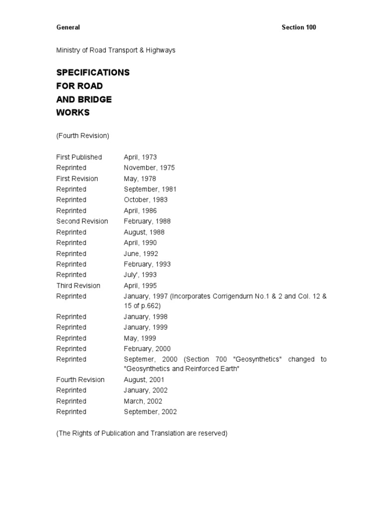 MORTH Specifications for Road Works | PDF | Road | Road Surface
