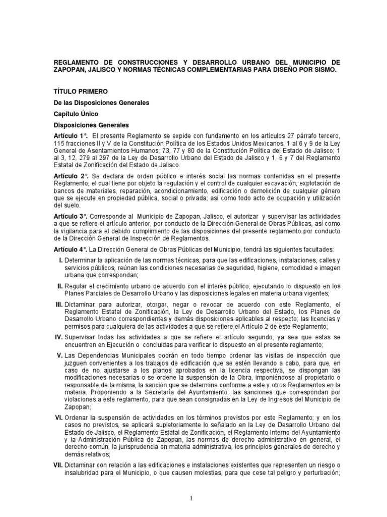 Reglamento De Construcción Zapopan 2025 Pdf Calle Planificación