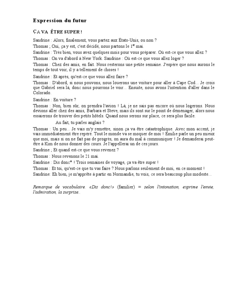 Dialogues au Futur Simple en Français | PDF