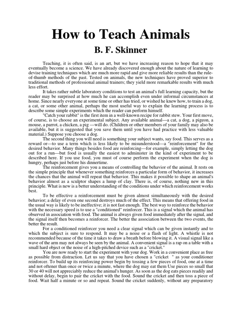 Animal Training Techniques Guide | PDF | Reinforcement | Experiment