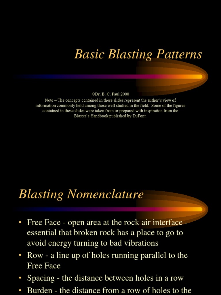 Basic Blasting PatternsBasic Blasting Patters | Plough | Drilling