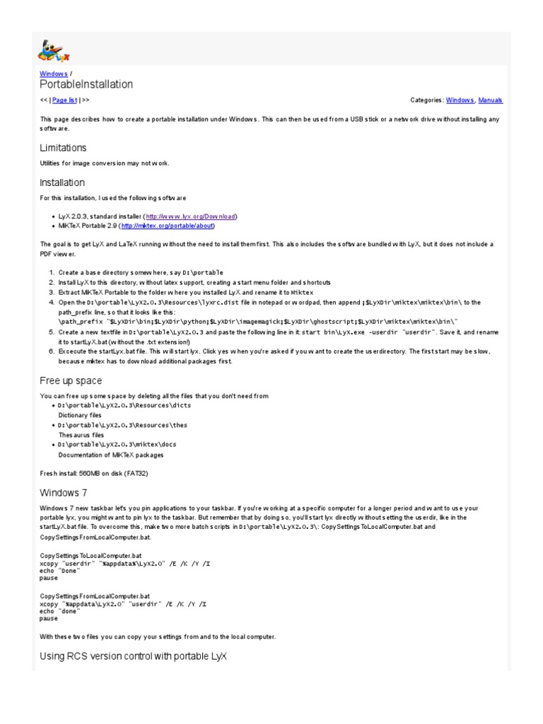 Portable LyX Setup Guide | PDF | Zip (File Format) | Computer File