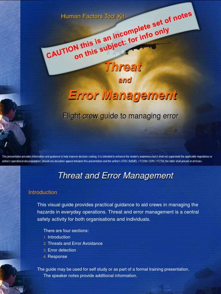 Operational Threat and Error Management Ver 11 | PDF | Situation ...