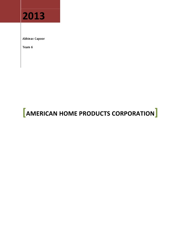 American Home Products | PDF | Capital Structure | Research And Development