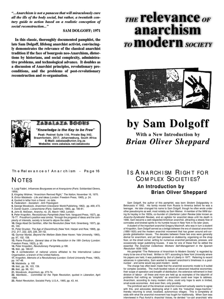 The Relevance of Anarchism To Modern Society | PDF | Anarchism ...
