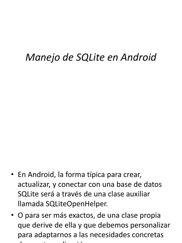 Manejo de SQLite en Android | PDF | SQL | Bases de datos
