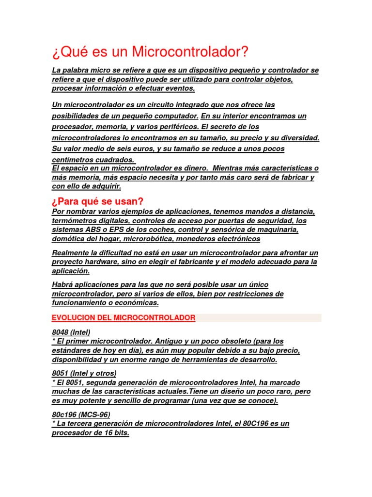 Qué Es Un Microcontrolador | PDF | Microcontrolador | Microprocesador