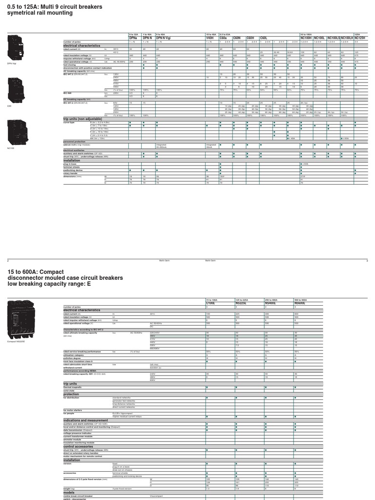 MCB MCCB | PDF | Alternating Current | Ac Power Plugs And Sockets