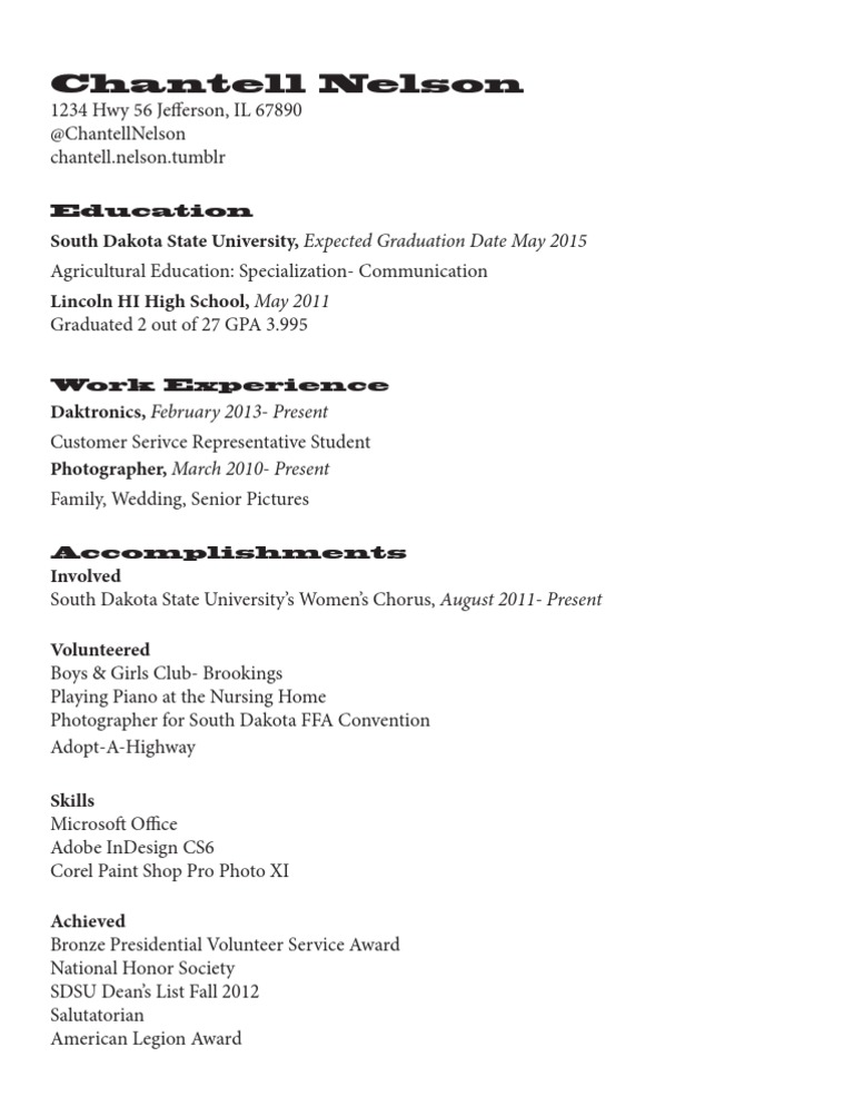 Chantell Nelson's Resume Overview | PDF