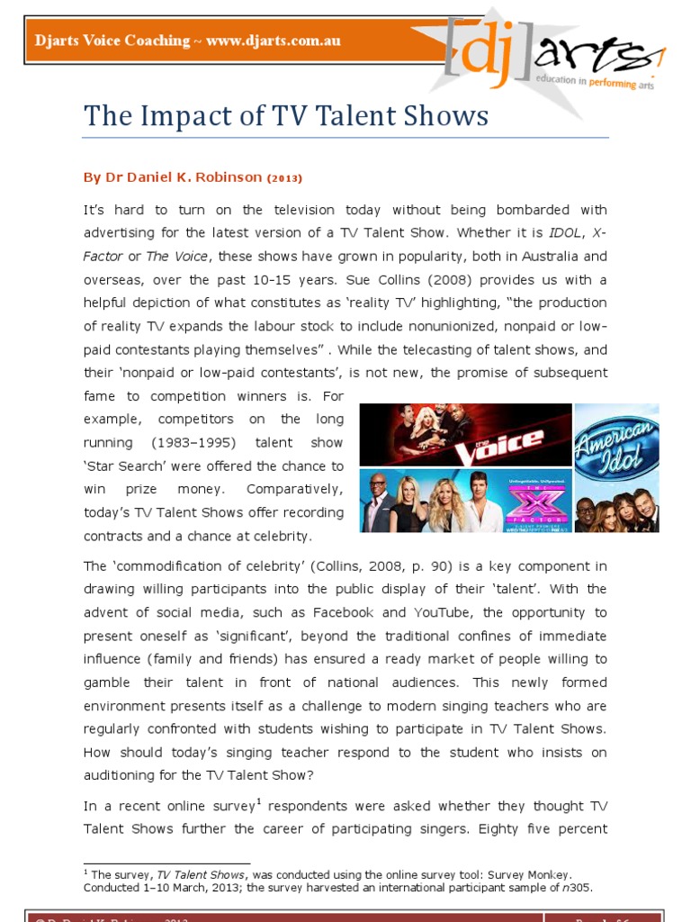 The Impact of TV Talent Shows | PDF | Audition | Singing