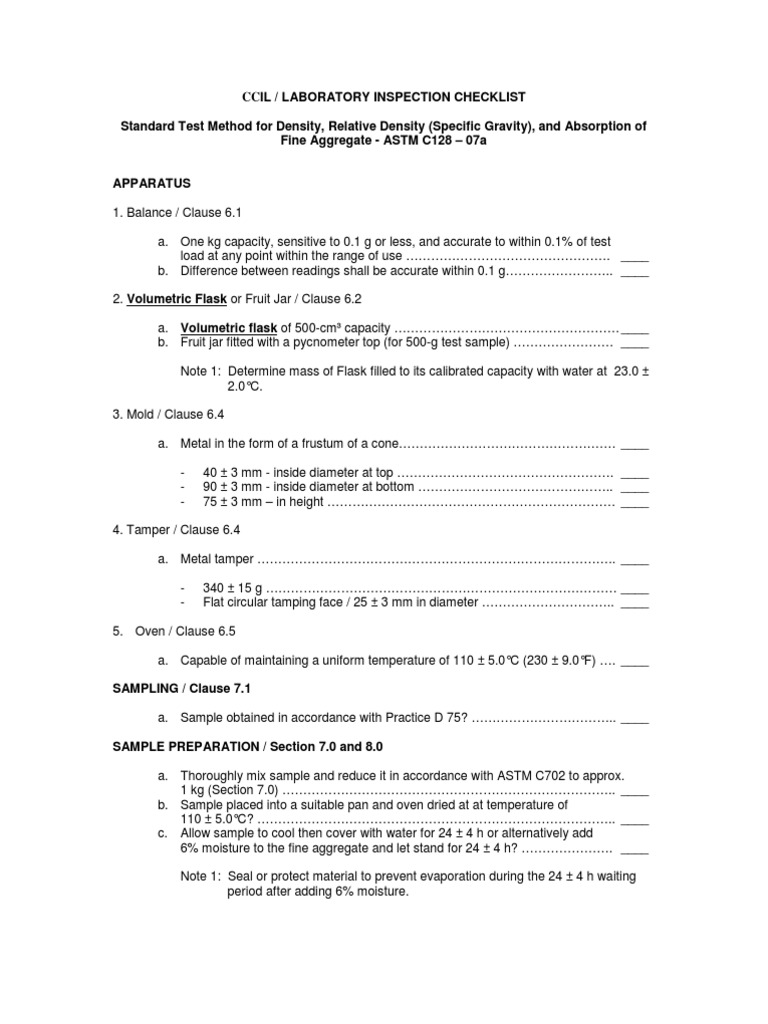 Astm c128 Fa | Density | Physical Sciences