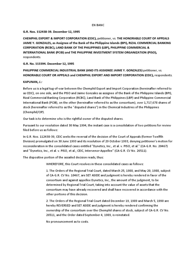 Legal Battle Over Chemphil Shares | PDF | Lawsuit | Complaint