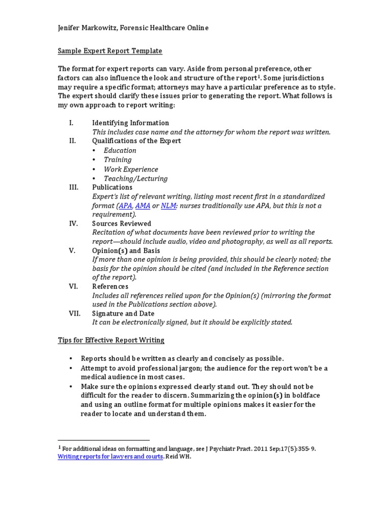 Sample Informational Report Outline