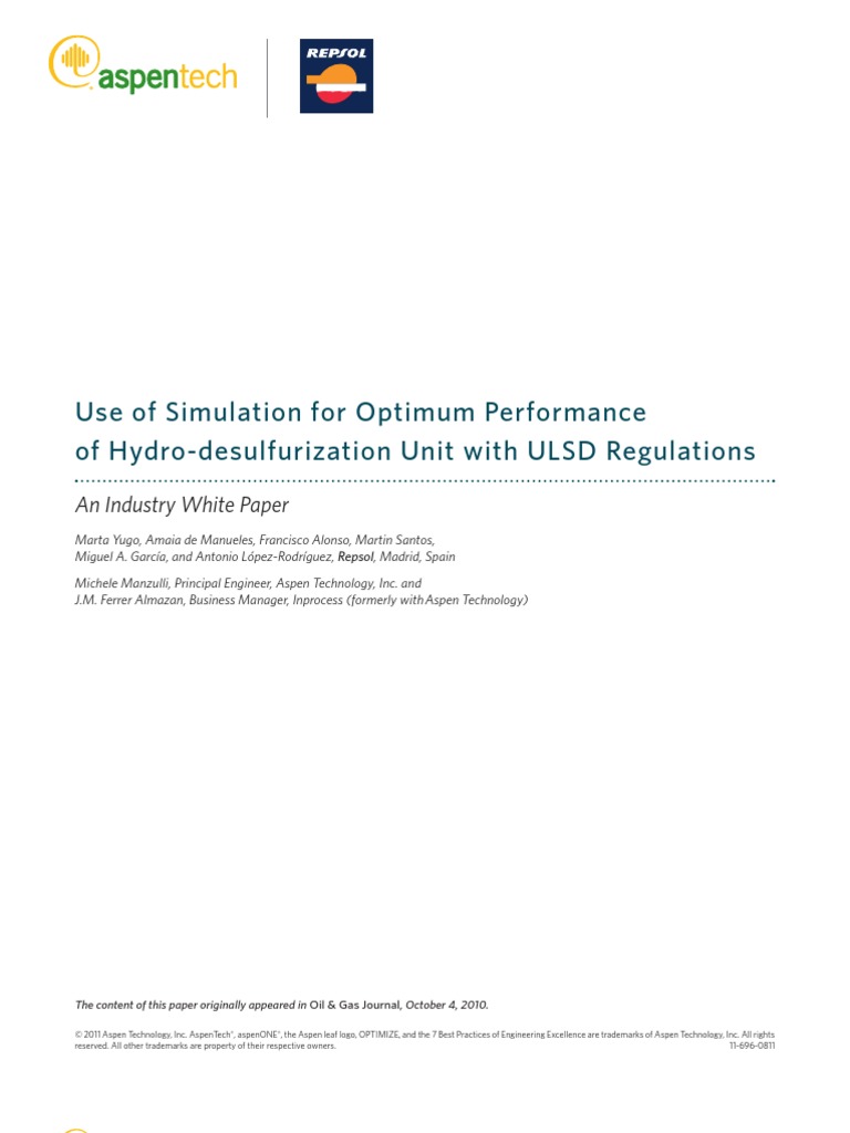 Repsol - Use of Simulation For HDS Unit | PDF | Simulation ...