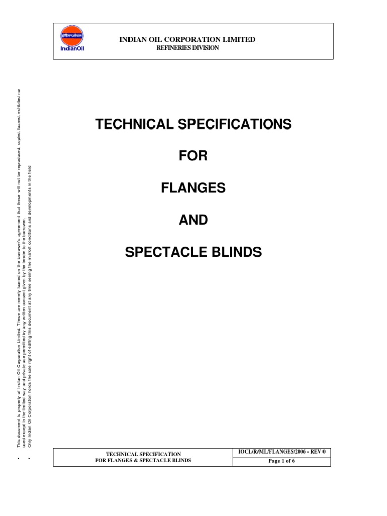 Tech. Spec. For Flanges and Spectacle Blinds | PDF | Specification ...