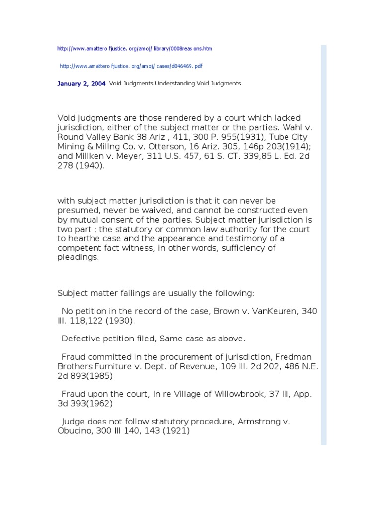 22 Reasons To Vacate Void Judgment | PDF | Government | Public Law