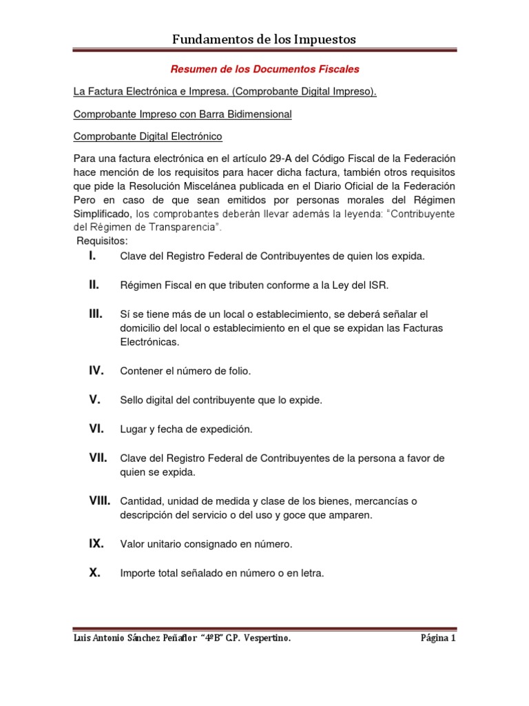 Resumen de Los Documentos Fiscales | PDF | Factura | Impuestos