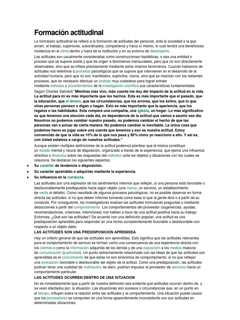 Formación Actitudinal | Actitud (psicología) | Comportamiento