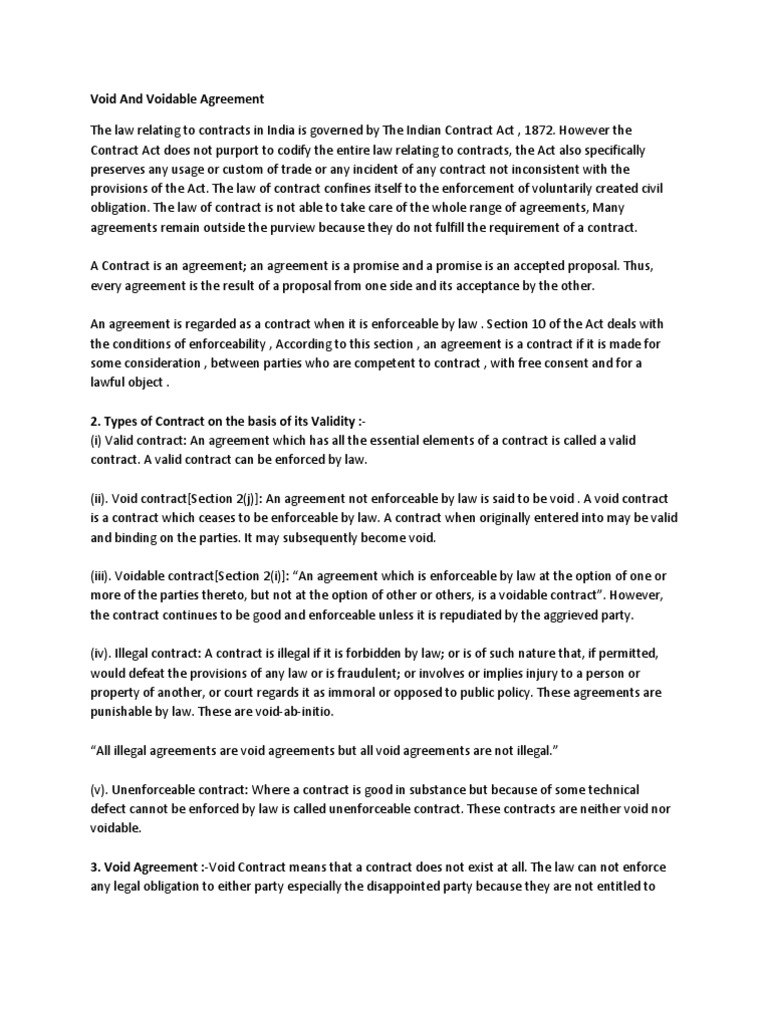 Understanding Void and Voidable Contracts | PDF | Misrepresentation ...