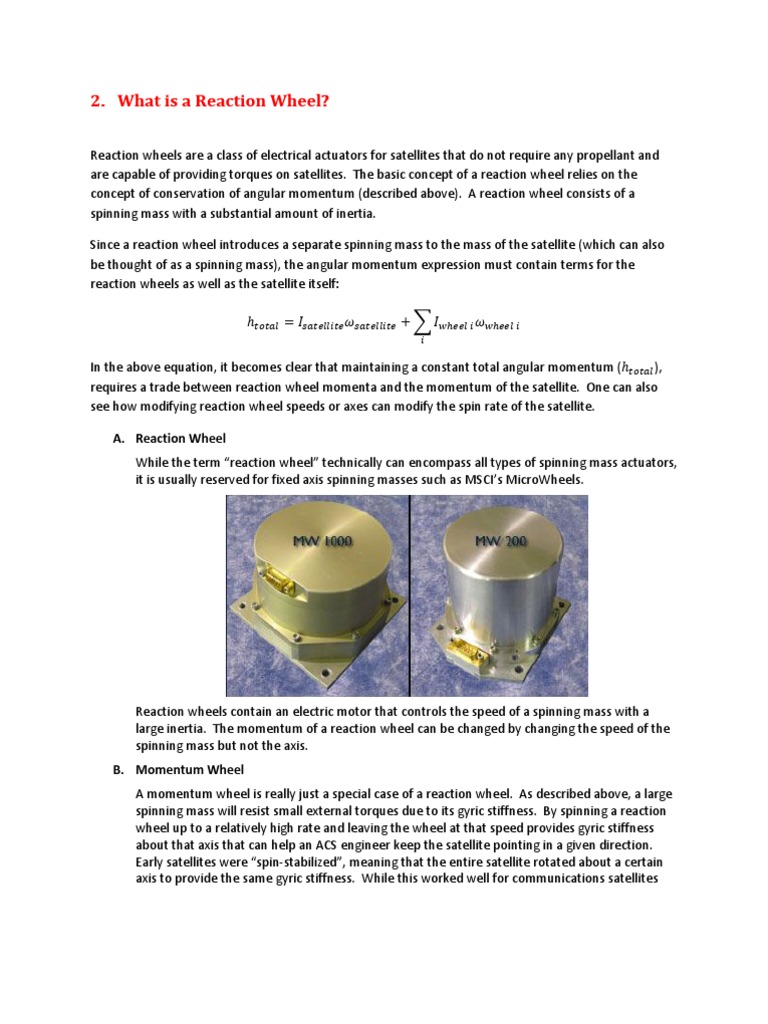 Reaction Wheel | PDF | Satellite | Rotation Around A Fixed Axis
