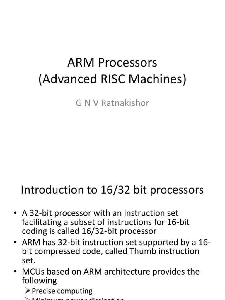 ARM Processors (Advanced RISC Machines) : G N V Ratnakishor | PDF | Arm Architecture | Central ...