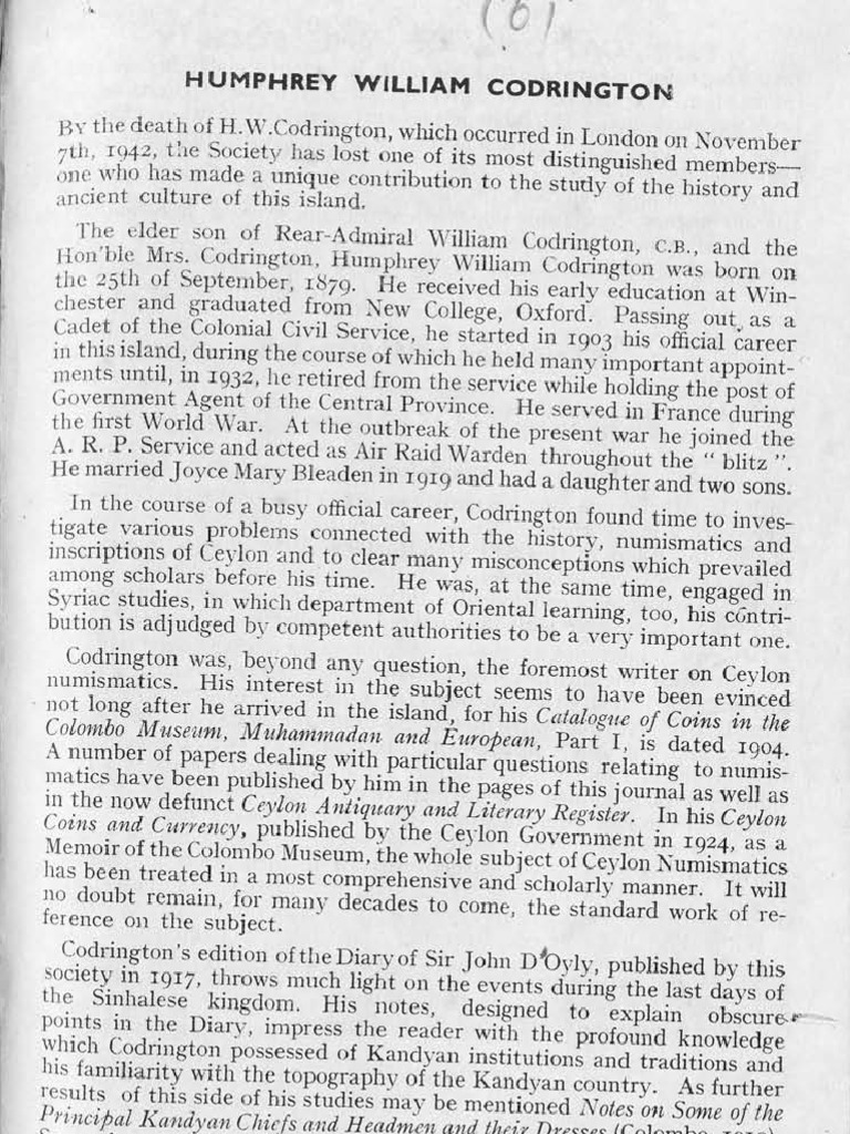 Humphrey William Codrington. | PDF