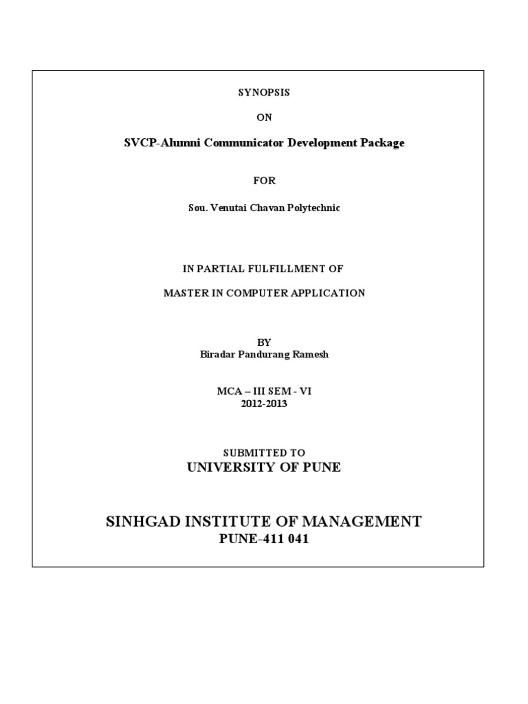 Synopsis Format | PDF | Software Development Process | Computing