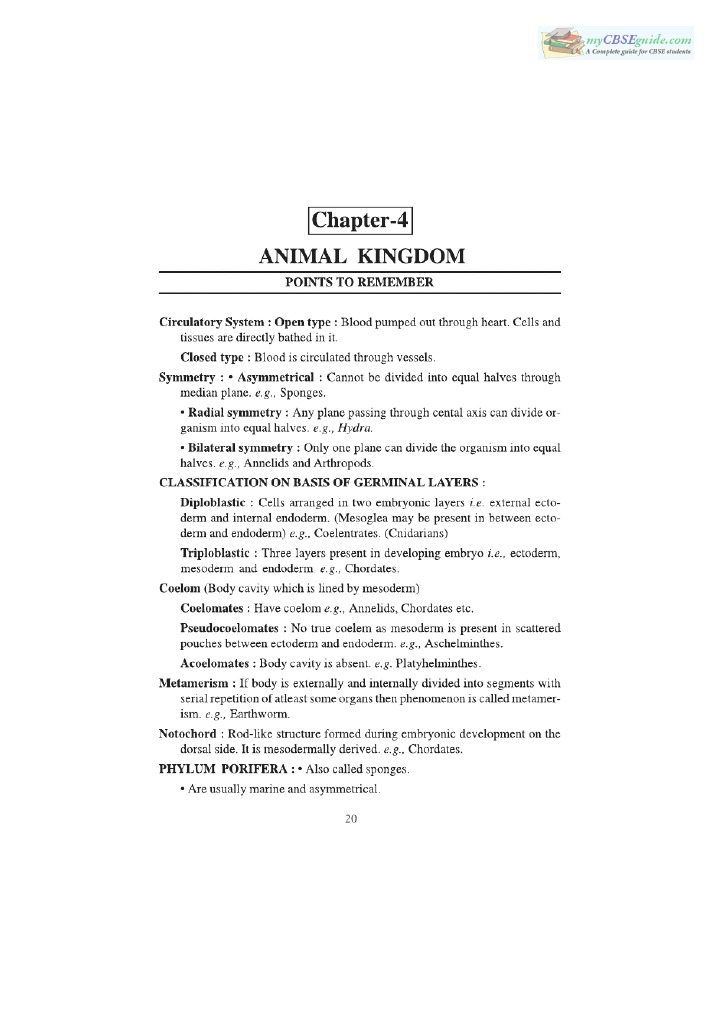 CBSE Class 11 Biology, Animal Kingdom PDF | PDF | Organisms | Nature