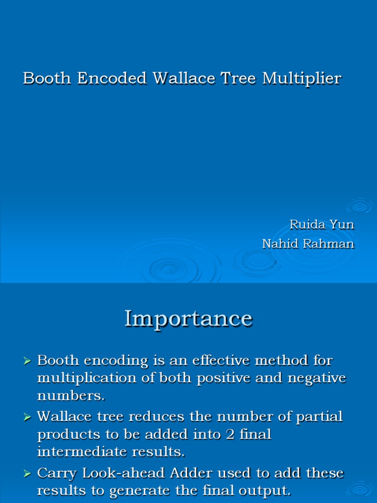 Booth Wallace Multiplier | PDF | Multiplication | Electronics