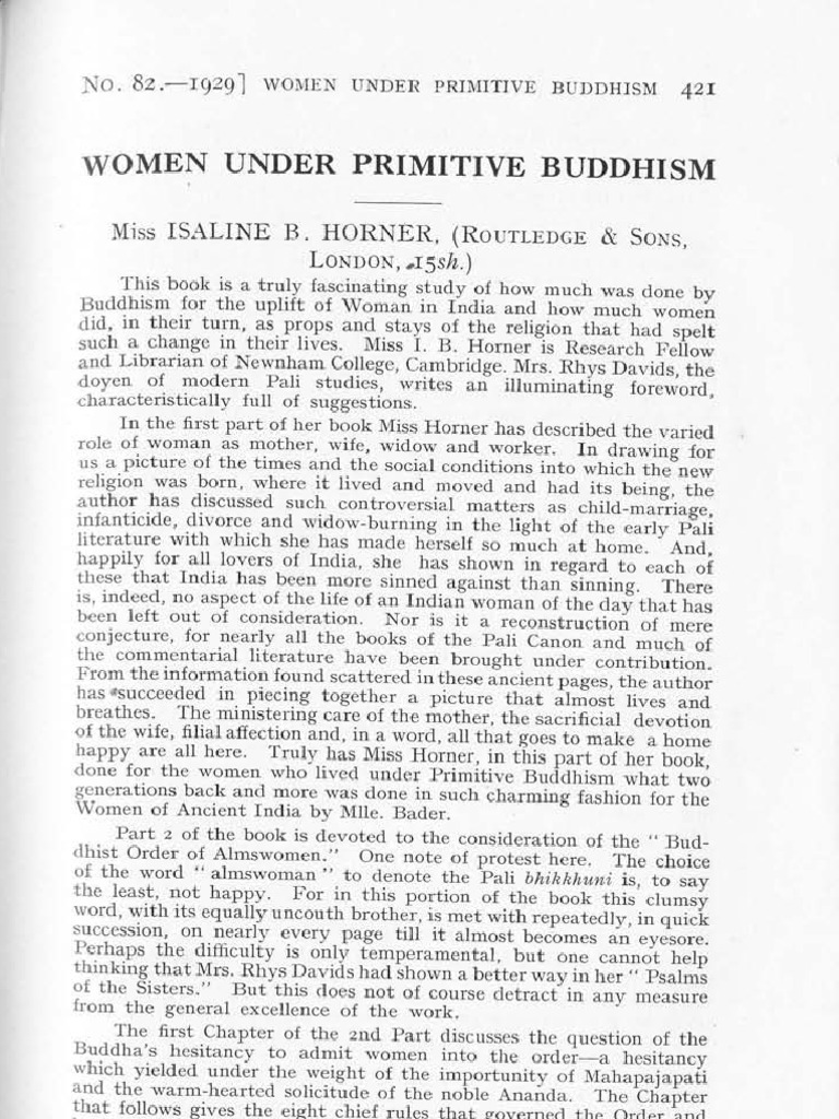 Women Under Primitive Buddhism | PDF | Indian Religions | Religion And ...