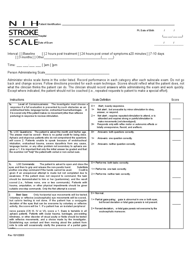 Instructions Scale Definition Score | PDF | Aphasia | Nervous System