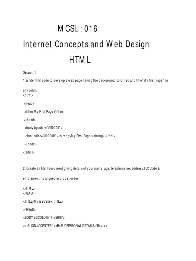 MCSL-016 SounakSolvedAssignment HTML | PDF | Html Element | Web Page