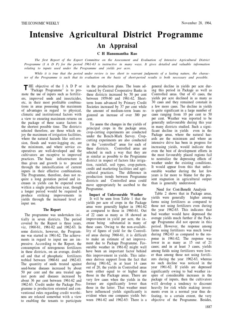 Intensive Agricultural District Programme | PDF | Landlord | Economics