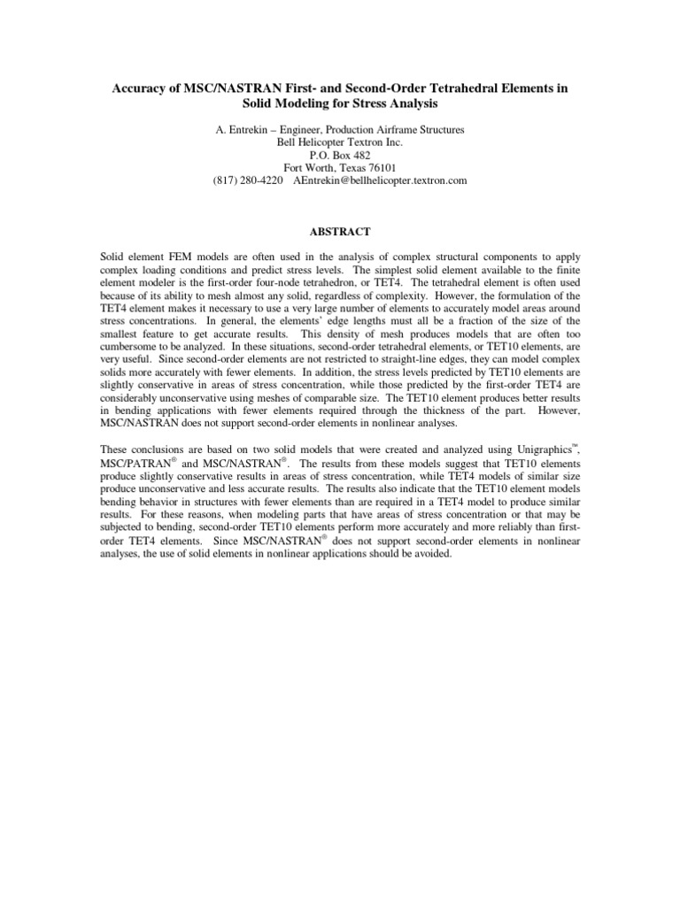 Accuracy of First - and Second-Order Tetrahedral Elements | PDF ...