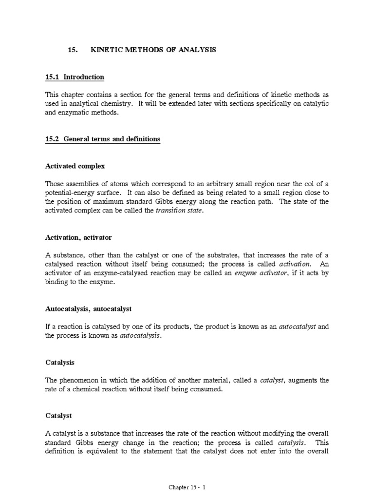Kinetic Methods of Analysis: Chapter 15 - 1 | PDF | Reaction Rate ...