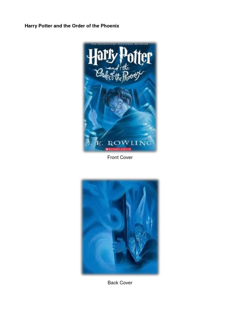 Harry Potter and The Order of The Phoenix: Front Cover | PDF | Fantasy ...