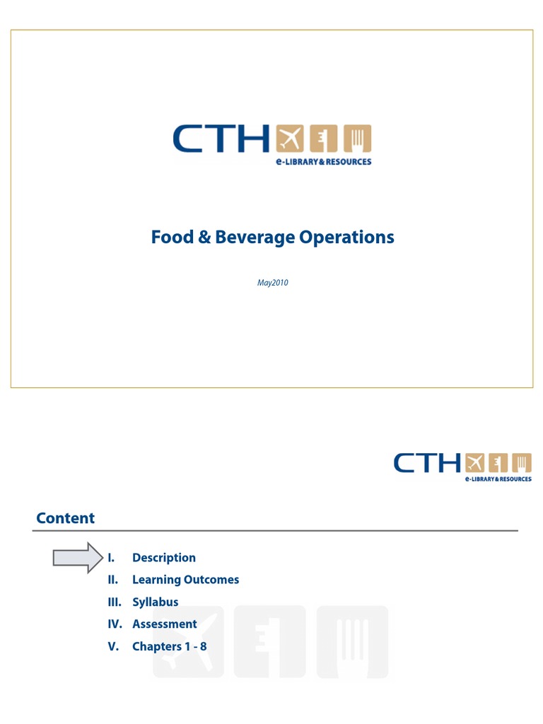 F&B Operations: Food & Beverage Module | PDF | Chef | Franchising