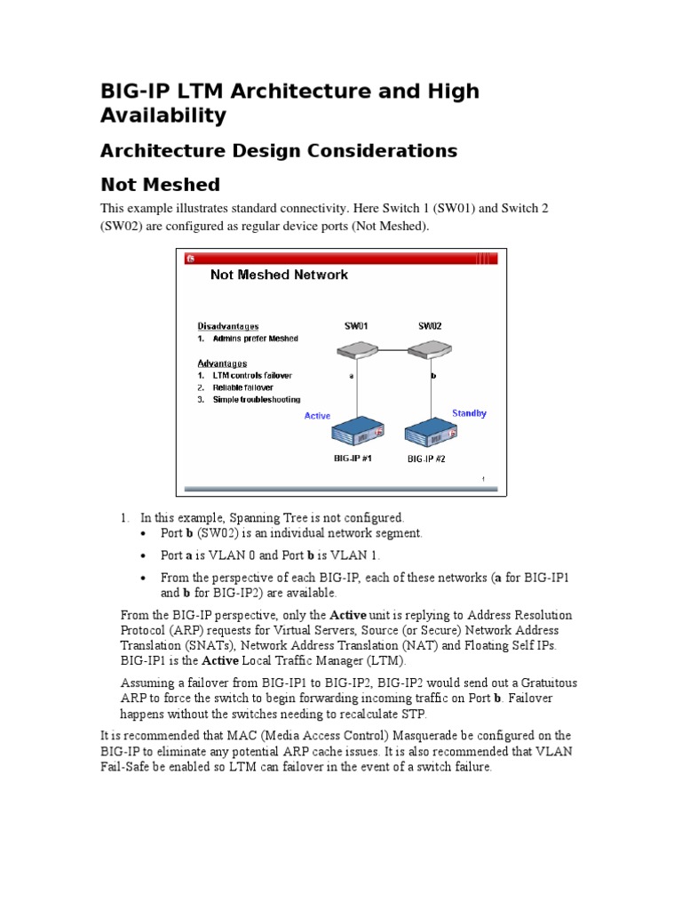 BIG-IP LTM Architecture and High Availability | PDF | Network Switch ...