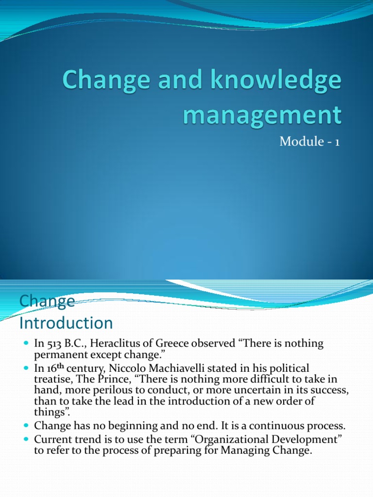 Change and Knowledge Management - Module 1 - Vtu Syllabus | PDF | Self ...