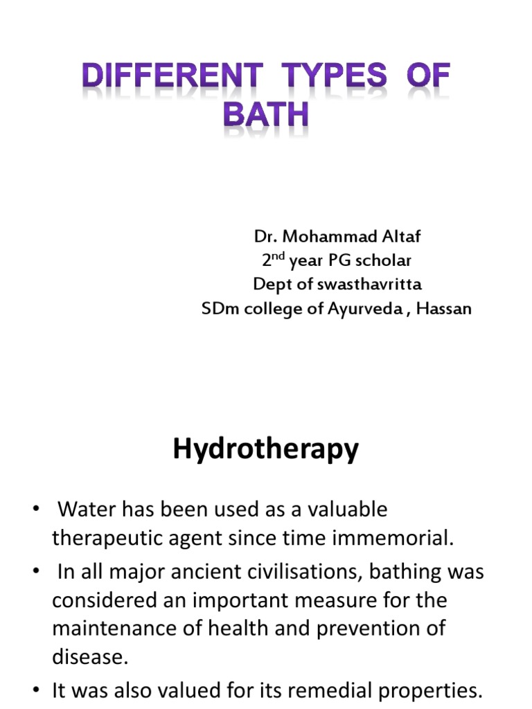 Types of Therapeutic Baths Explained | PDF | Spa | Detoxification ...