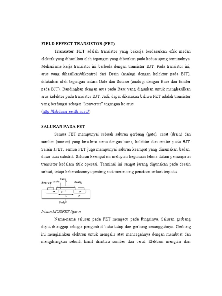 Pengenalan Transistor FET dan Jenisnya | PDF