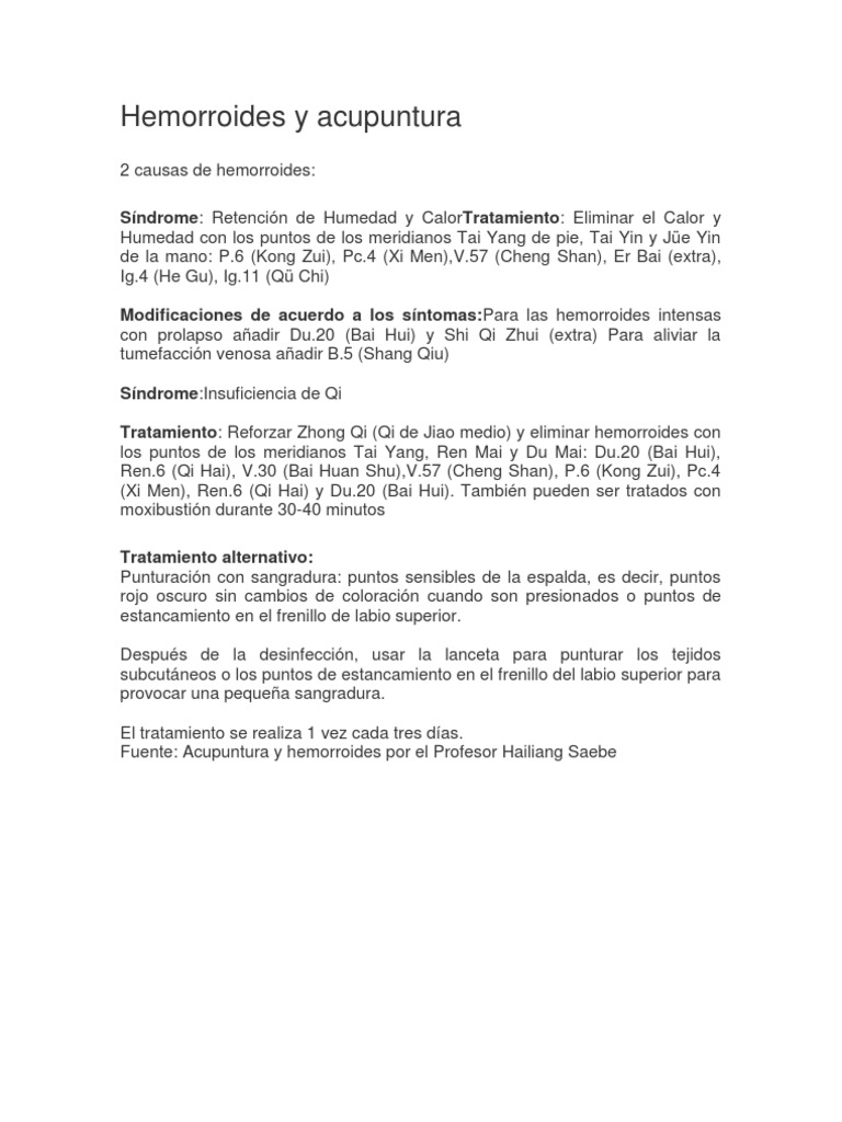 Hemorroides y Acupuntura | PDF | Energía (esoterismo) | Movimientos de ...