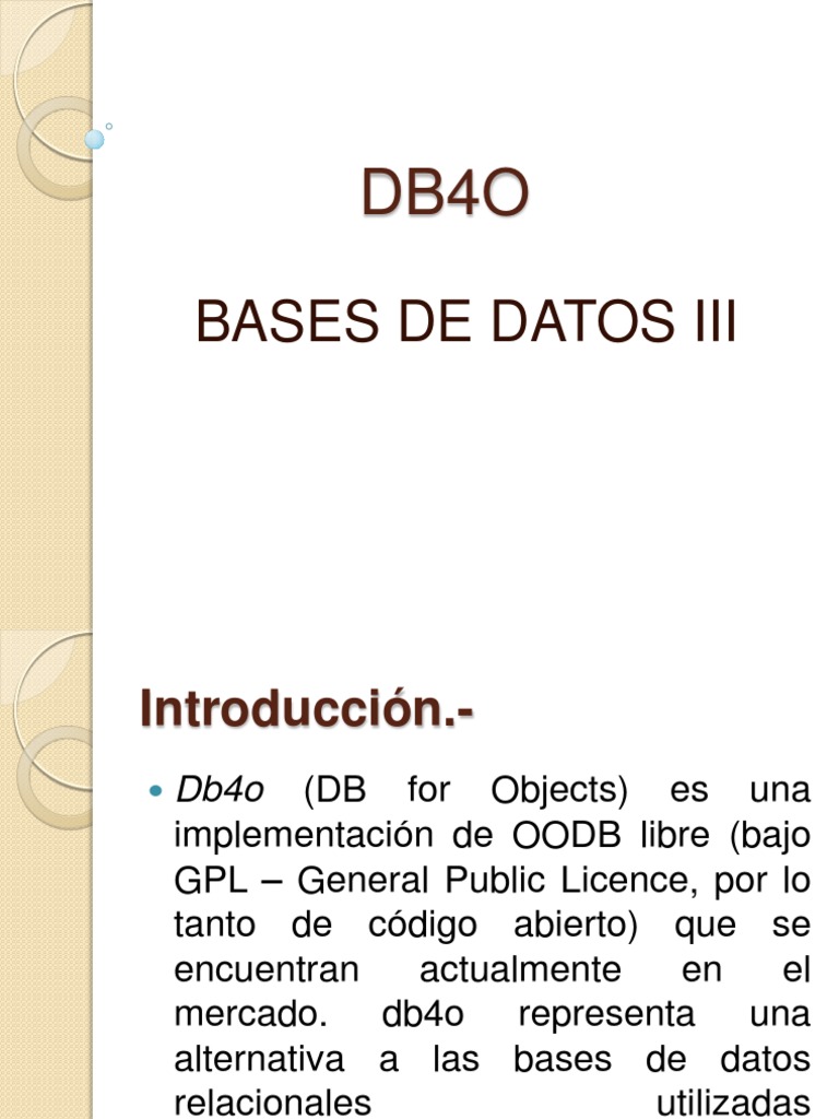 Ventajas y desventajas de db4o OODB | PDF | Base de datos relacional ...