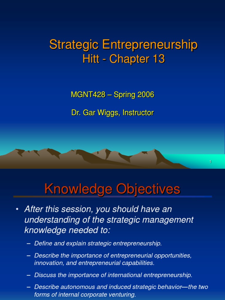 Strategic Entrepreneurship: Hitt - Chapter 13 | PDF | Entrepreneurship ...