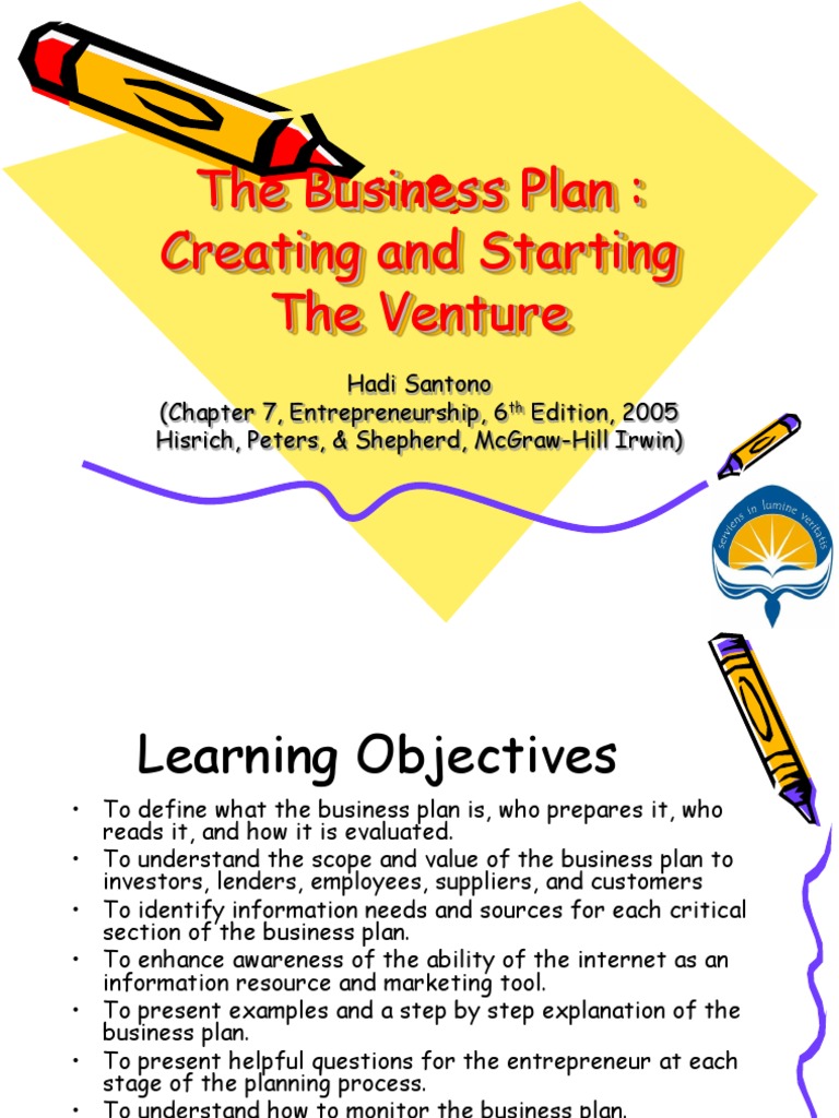 The Business Plan, Creating and Starting The Venture | PDF | Business ...