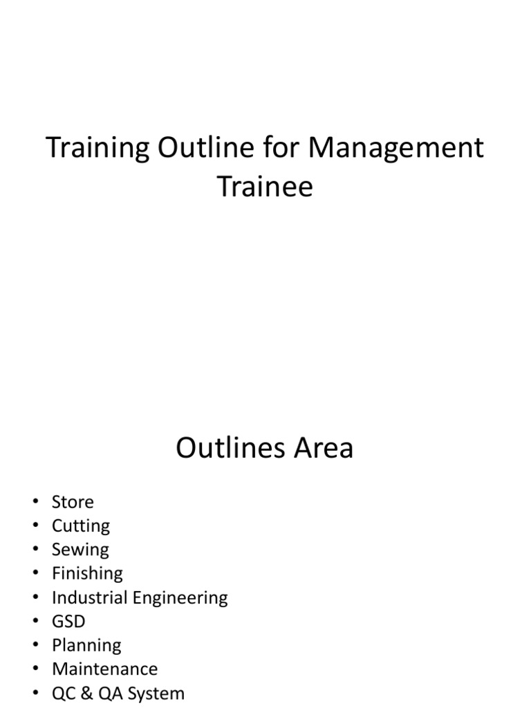 Training Outline For Management Trainee | PDF | Sewing | Clothing