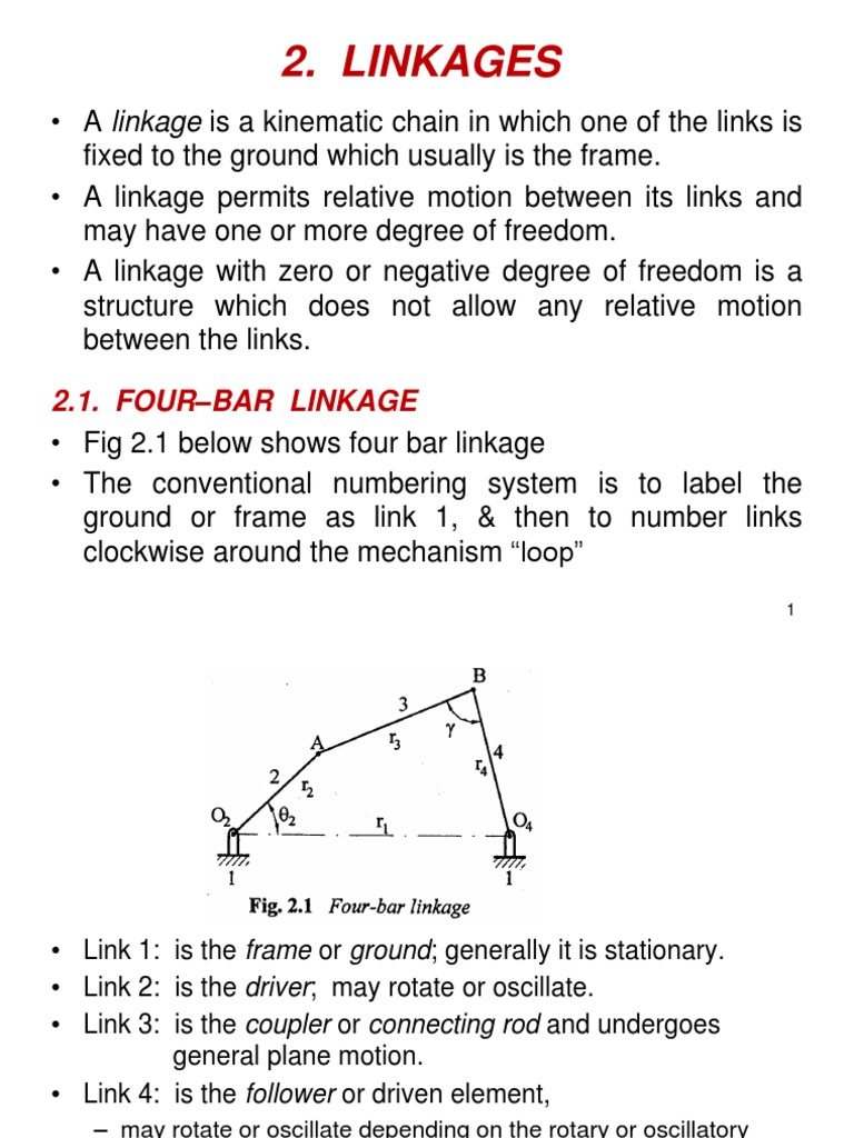 Linkages | PDF | Kinematics | Applied And Interdisciplinary Physics